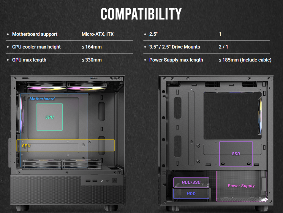 ANTEC CX200M ARGB BLACK / RGB ELITE WHITE | 270° WIDE-VIEW TEMPERED ...