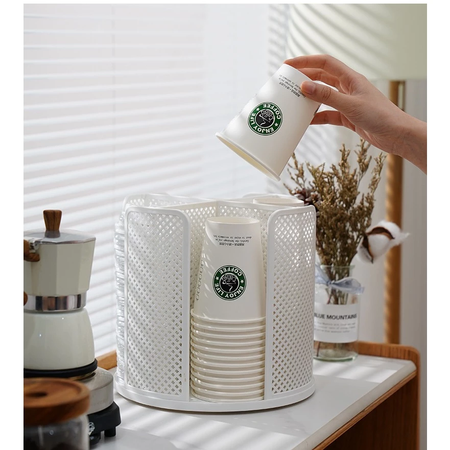 Tempat Letak Cawan Plastik Rak Cawan Rotatable Multi-functional Paper ...