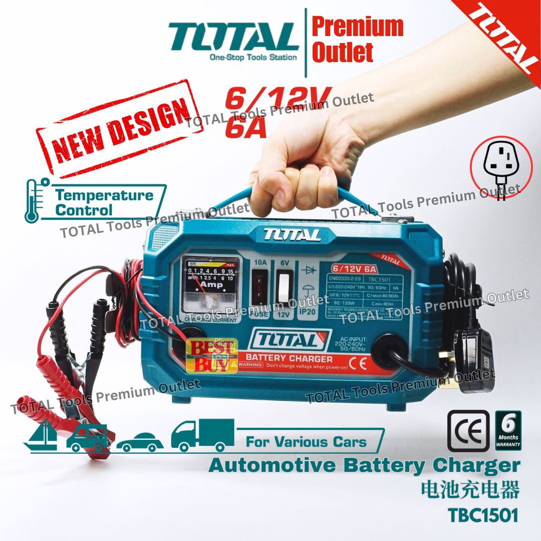 TOTAL Tools Automotive Battery Charger 6V/12V 汽车电池充电器 - TBC1501 ...