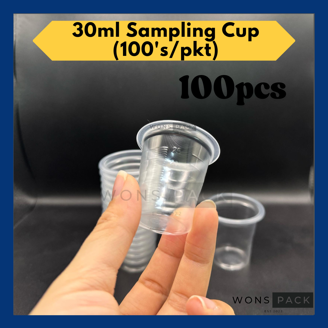 {READY STOCK} 100pcs 30ml Disposable Plastic Sampling Cup with ...