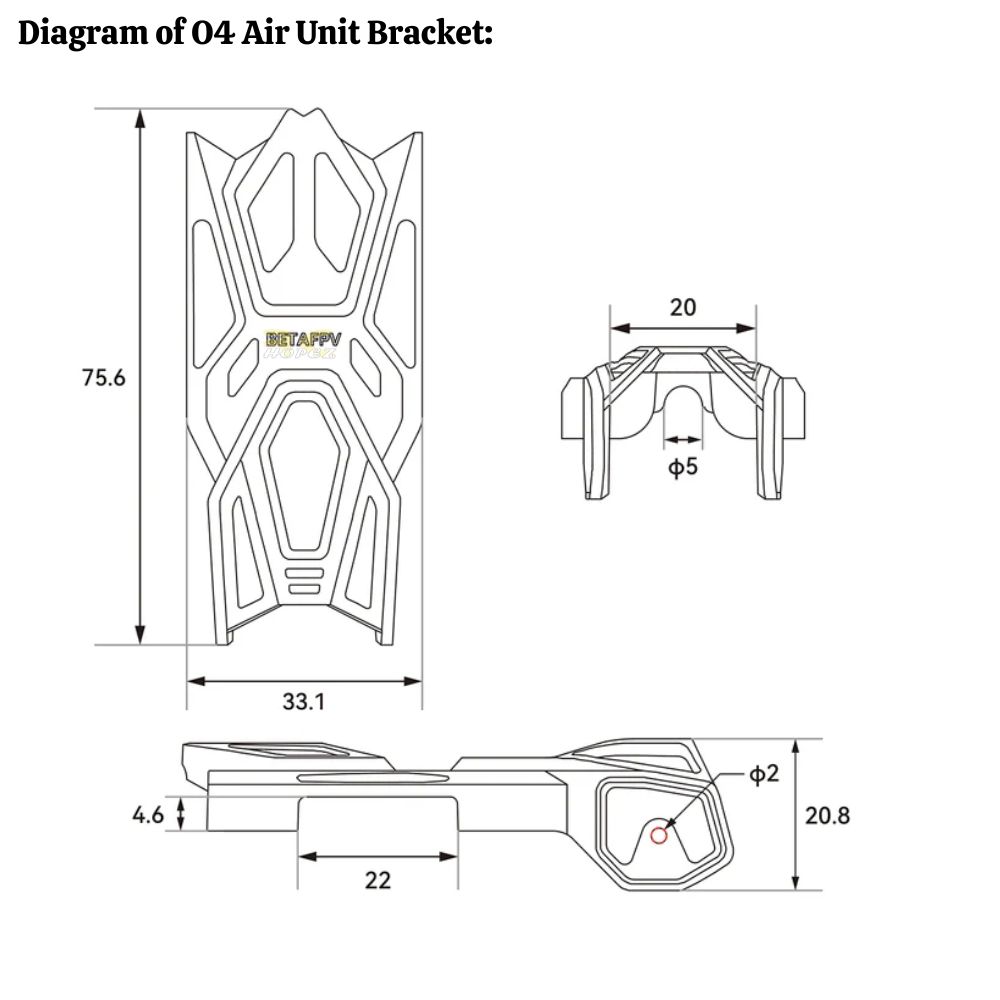 BetaFPV Pavo Femto O4 Air Unit Frame Duct Bracket 75mm Brushless Whoop ...