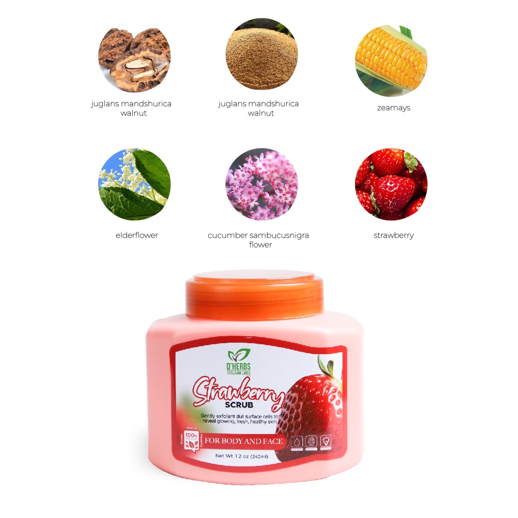 DHERBS STRAWBERRY & CUCUMBER SCRUB BODY DAN FACE | Shopee Malaysia