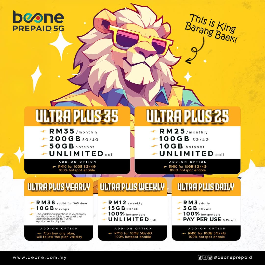 ( NO VIP) BEONE PREPAID RM 25 130GB SEBULAN CALL UNLIMITED BOLEH KEKAL ...