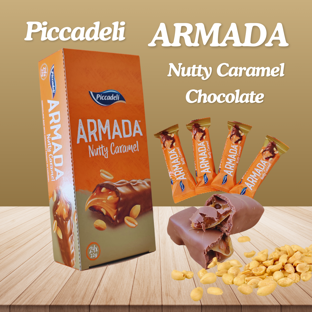 Piccadeli Armada Nutty Caramel Chocolate / Caramel / Chocolate Bar with ...