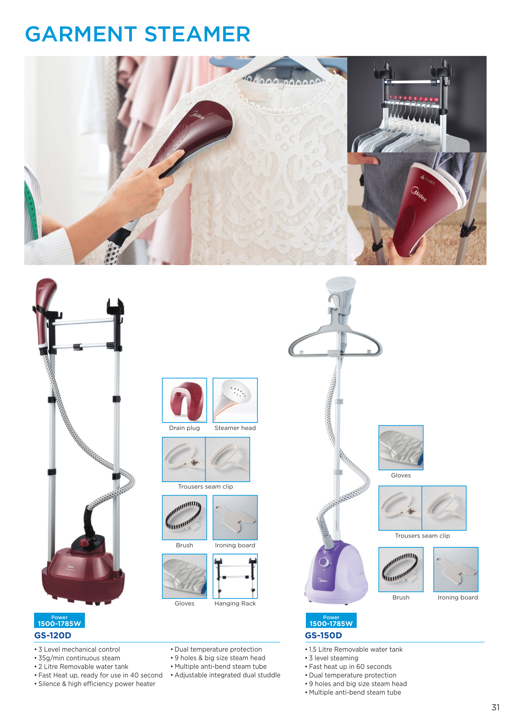 MIDEA Garment Steamer MGS21022BPN / GS-120D / GS-150D Garment Steamer ...
