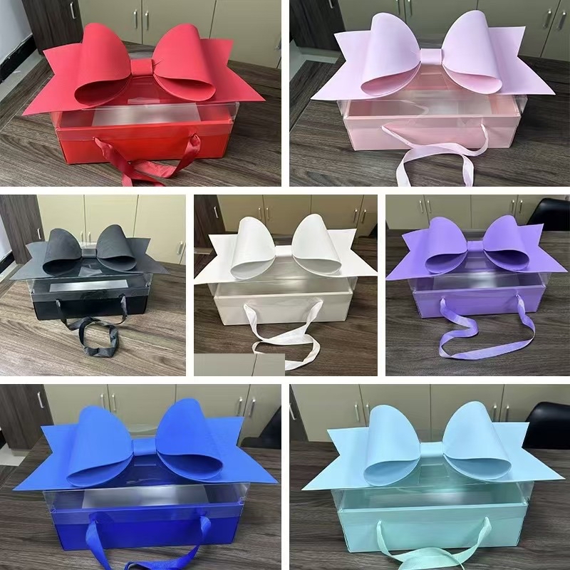 BIG ribbon box Korean PVC Fruits box | flower box|giant bow kotak gift ...