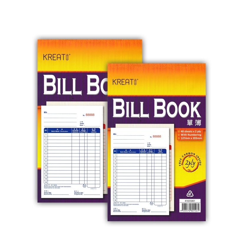 Bill Book Cash Bill 2ply 5”x 7”40 sheets (with numbering) | Shopee Malaysia