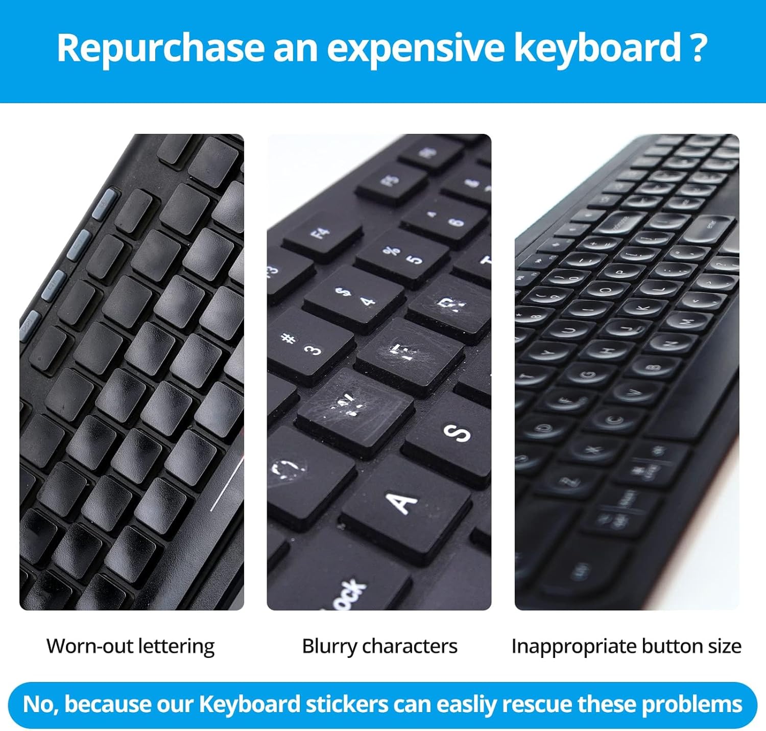 English Keyboard Stickers Letters Replacement Stickers Universal for ...