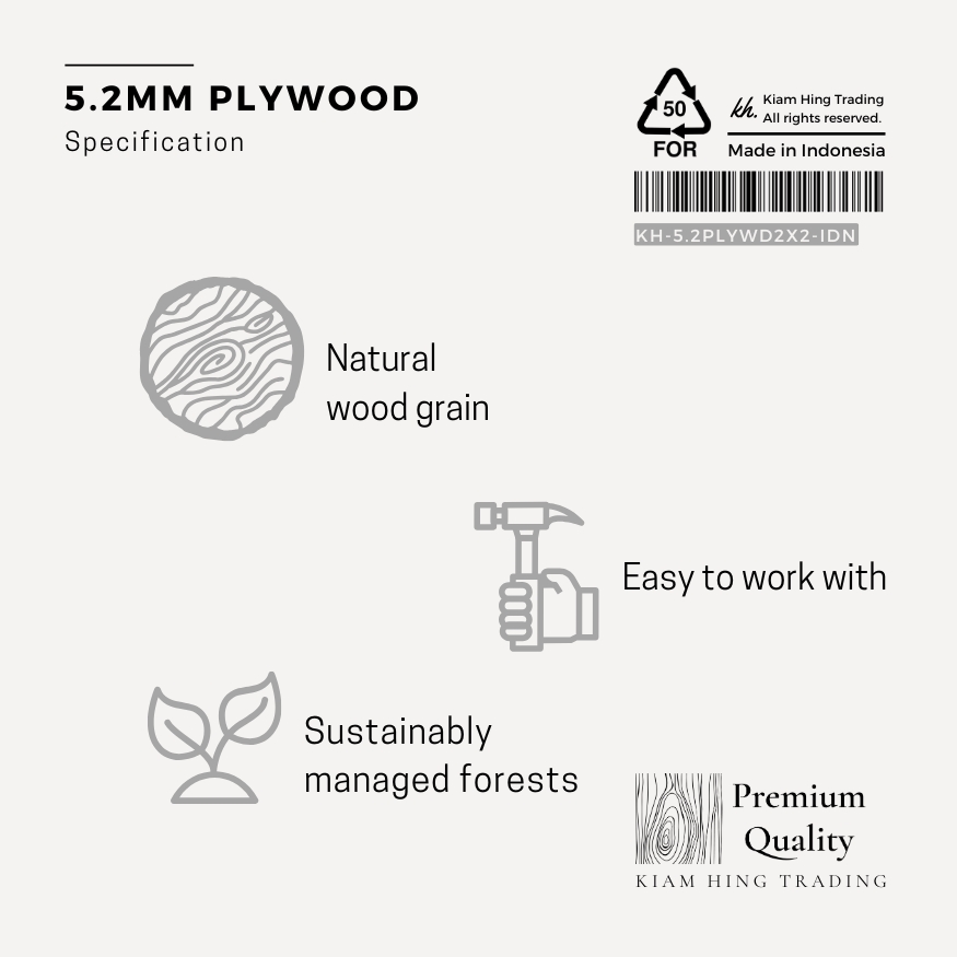 5.2mm Plywood (2ft x 2ft) DIY board sheet | timber panel wood | plywood ...