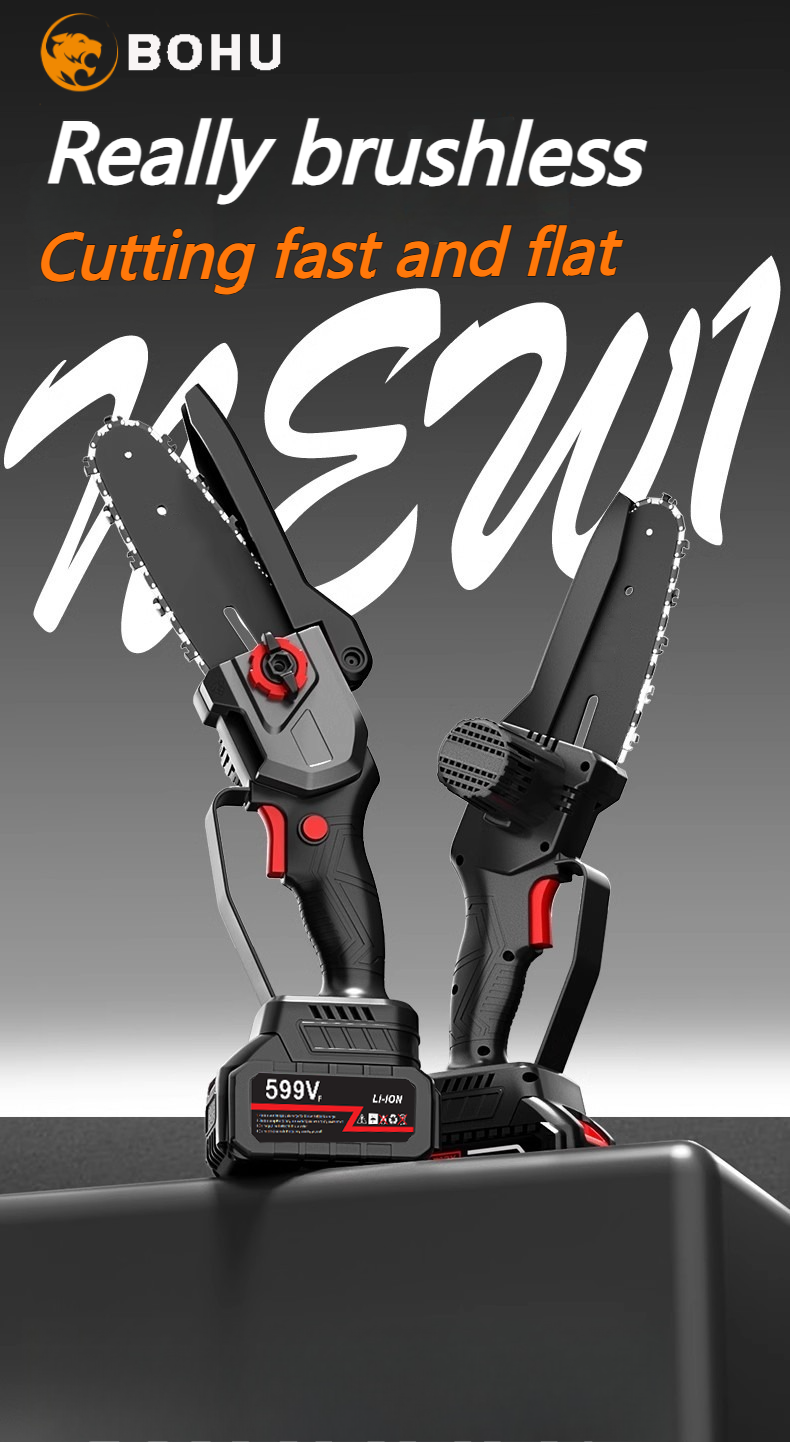 BOHU 6 inch Cordless Chainsaw Electric Wood Cutter Branch Pruning Saw ...