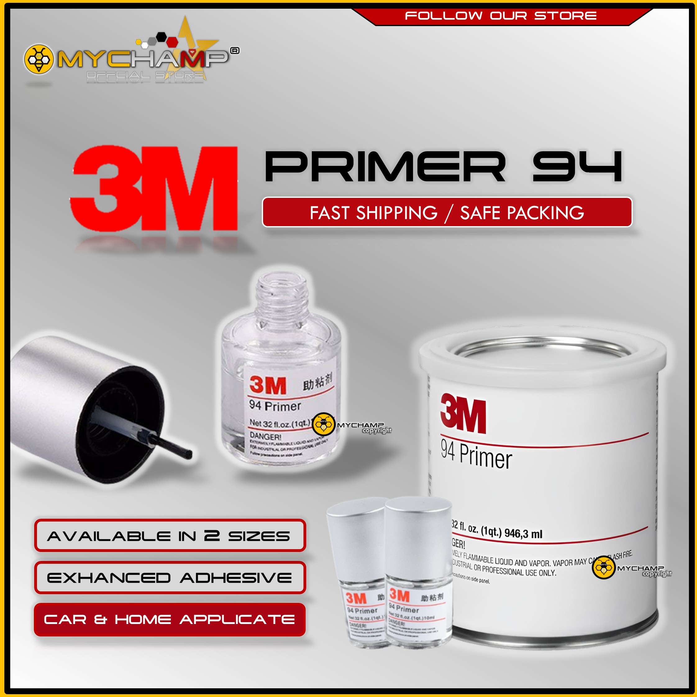 3M Genuine Double Side Tape Promoter 94 Primer Applicator 10ml946ml ...