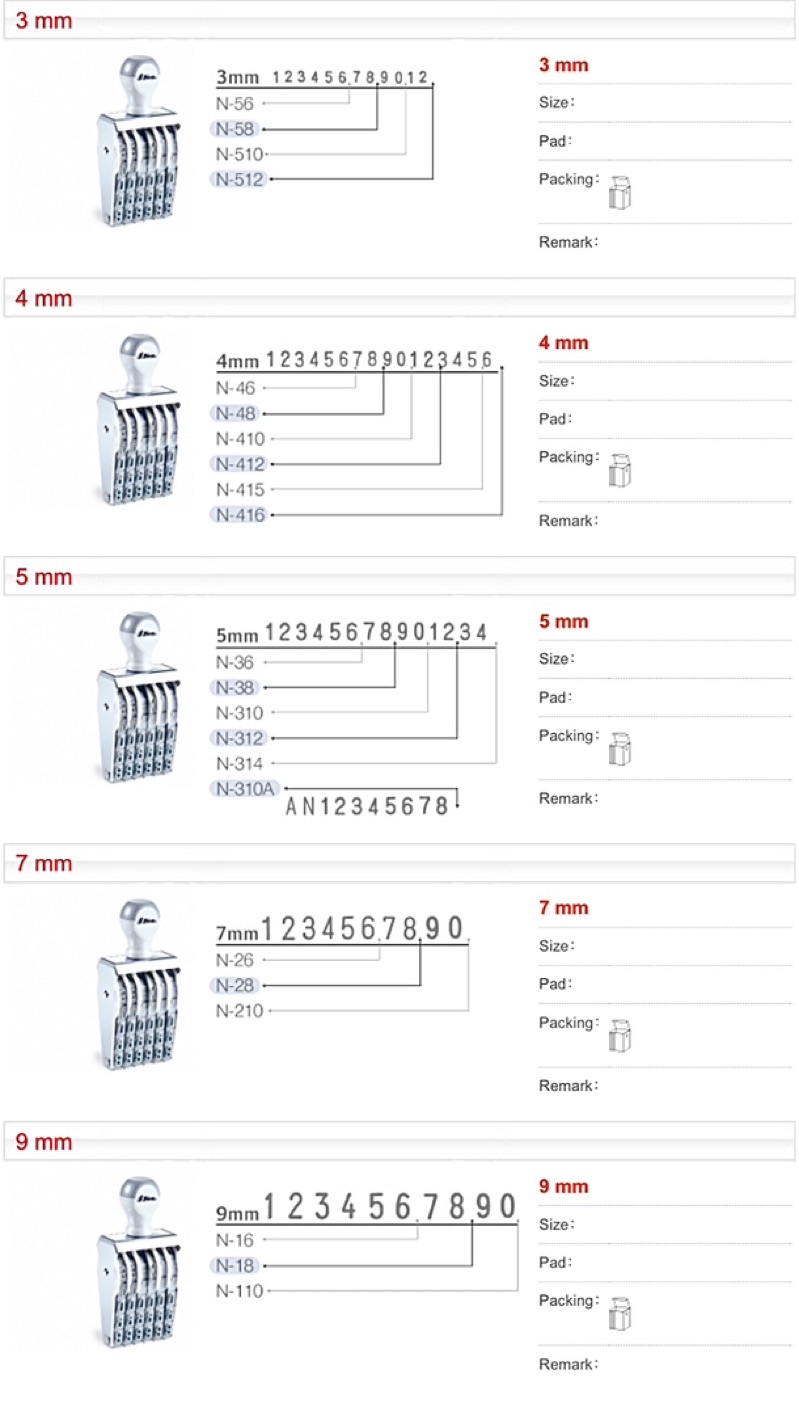 SHINY 8 BAND NUMBER STAMP / 8 DIGITS NUMBERING CHOP N58 N48 N38 N28 N18 ...