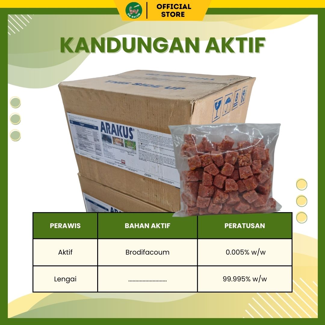 Arakus 1kg Racun Tikus Brodifacoum Kelapa Sawit Padi Rat Mouse Advansia ...