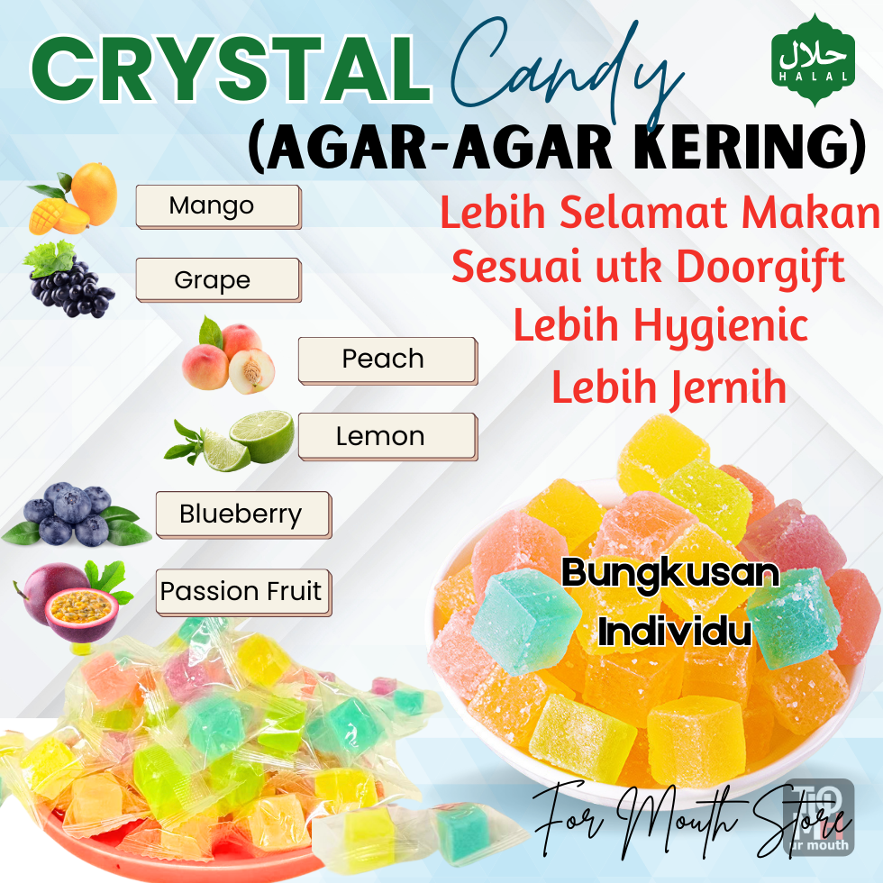 Agar Agar Kering 1kg Agar2 Kering Crystal Candy Viral Crystal Candy ...