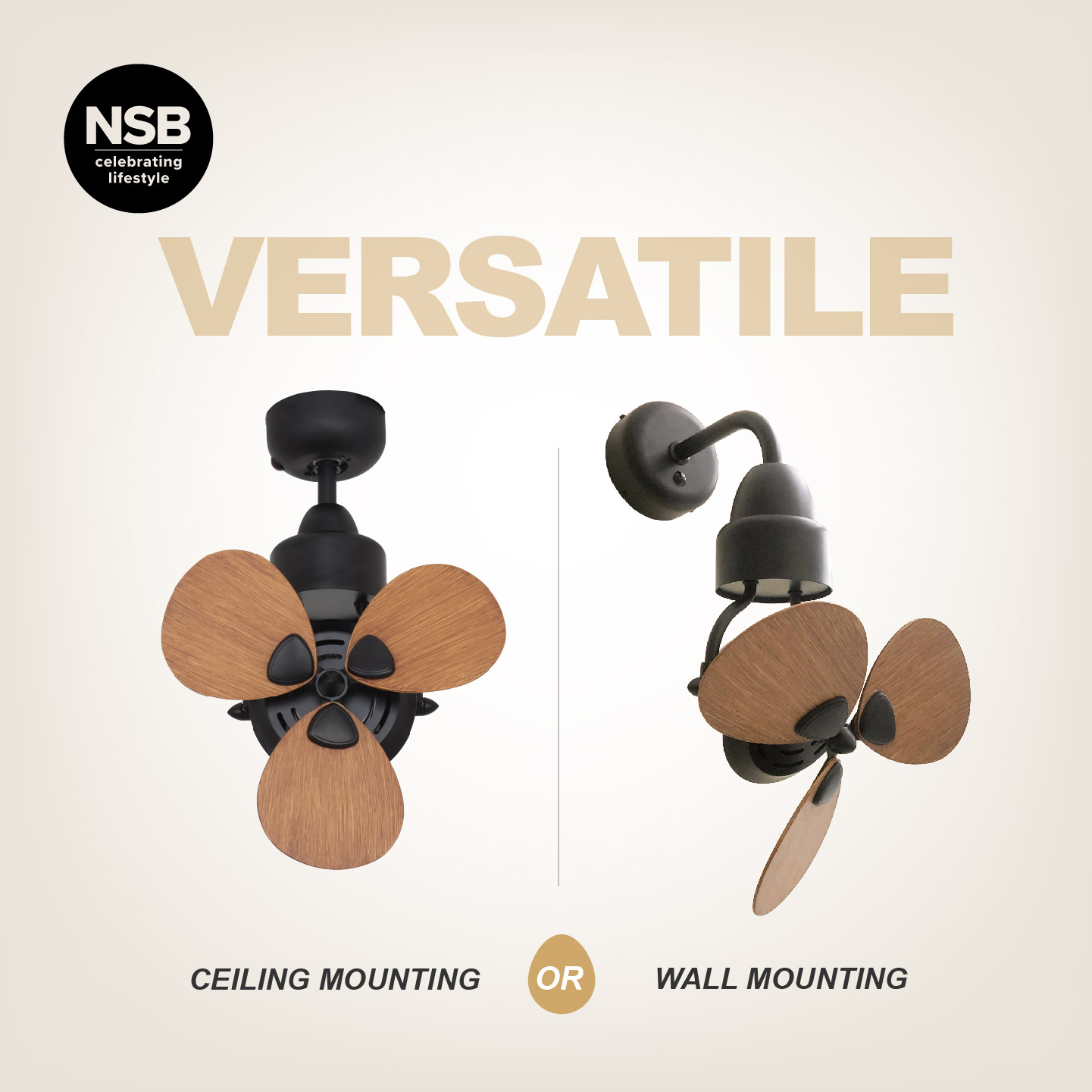 NSB JUMBO NSB BIANCA15" Small Mini Corner Ceiling Wall Fan Remote Swing ...