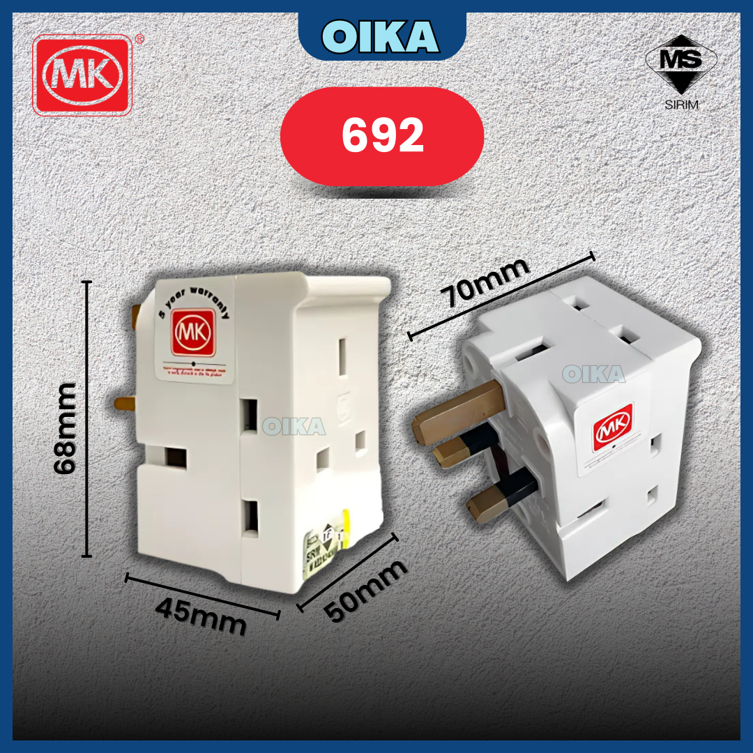 [AUTHENTIC] MK 13A 3-Pin Plug Top / 3-Way Adaptor | Heavy Duty | SIRIM ...