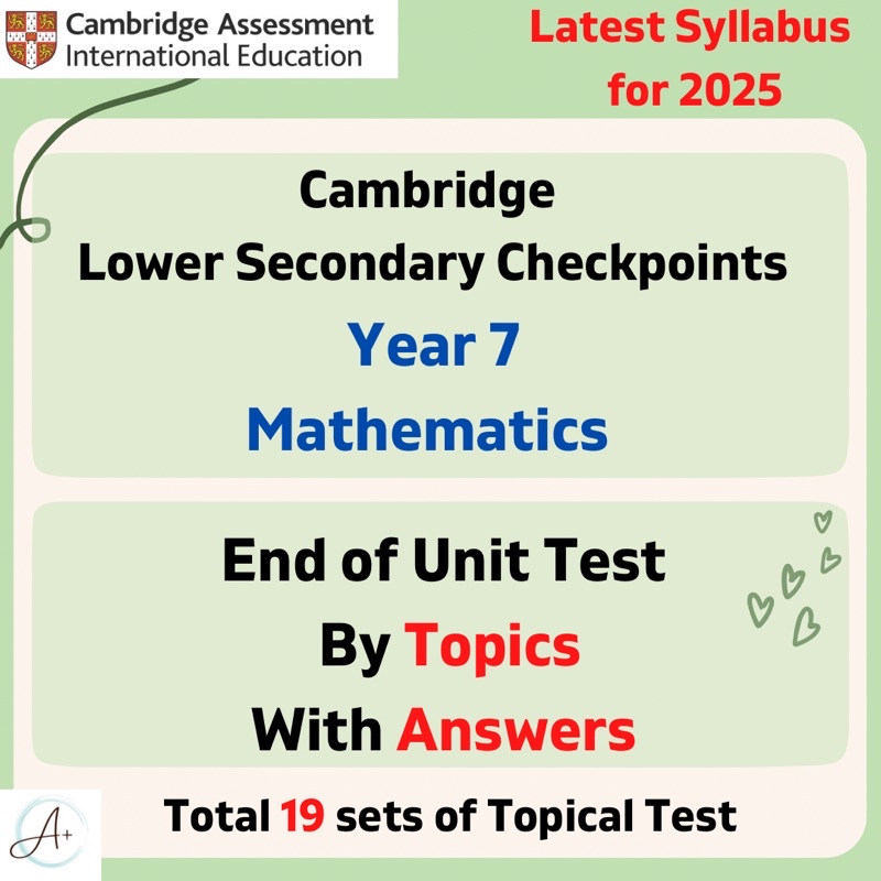 Year 7 Math Cambridge Lower Secondary Topical Test Papers with Answers ...