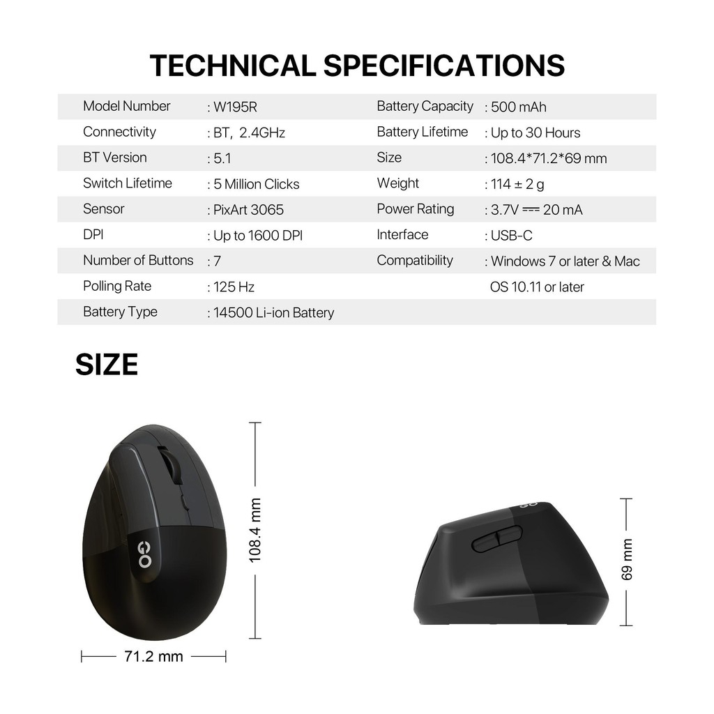 Fantech GO COMFY W195 – Silent‑Click Vertical Ergonomic Wireless Mouse | Shopee Malaysia
