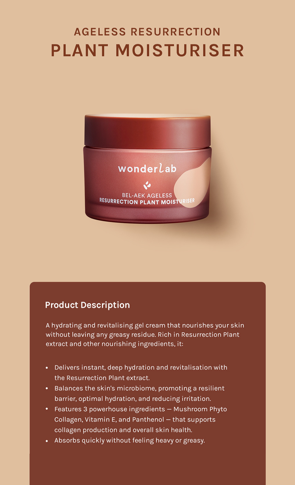 WonderLab Resurrection Plant Moisturizer | Bel-aek Ageless Series | Pre ...