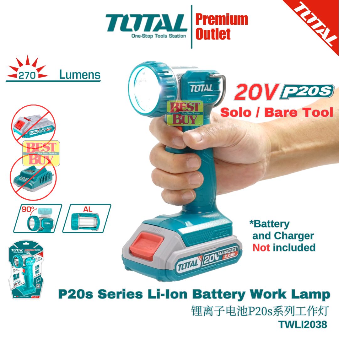 TOTAL Tools P20s 20V series Cordless Portable Work Lamp [ Solo/Bare ...