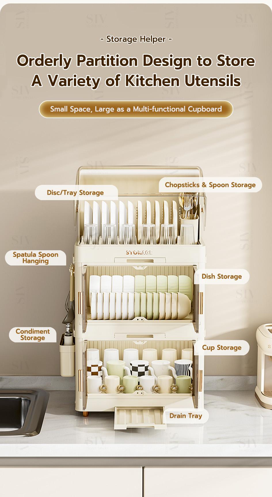 Auremi Foldable Double Layer Dish Rack - Eco-Friendly Plastic, Stylish ...