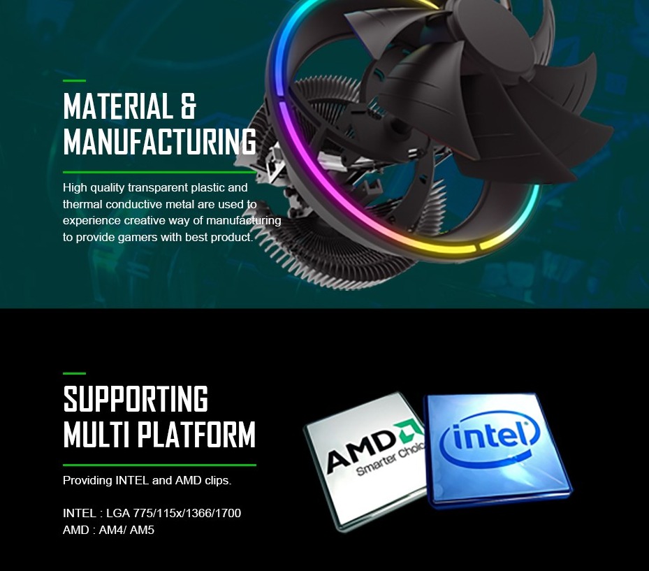 GameMax Gamma 200 RGB CPU Cooler Top Flow 125mm Fan ARGB Intel AMD ...