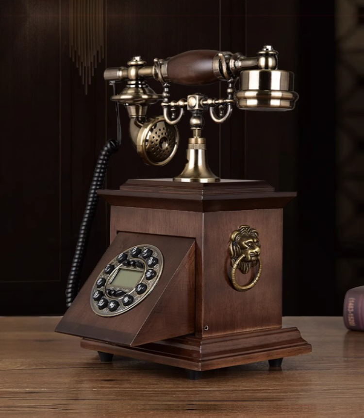 Retro telephone European antique landline old-fashioned button solid ...