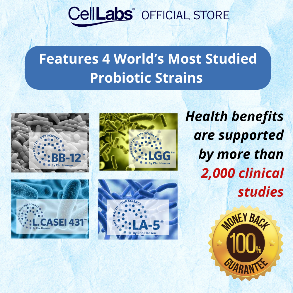 CellLabs EzyFlora PROBIOTIC Supplement High Strength Digestive Gut ...