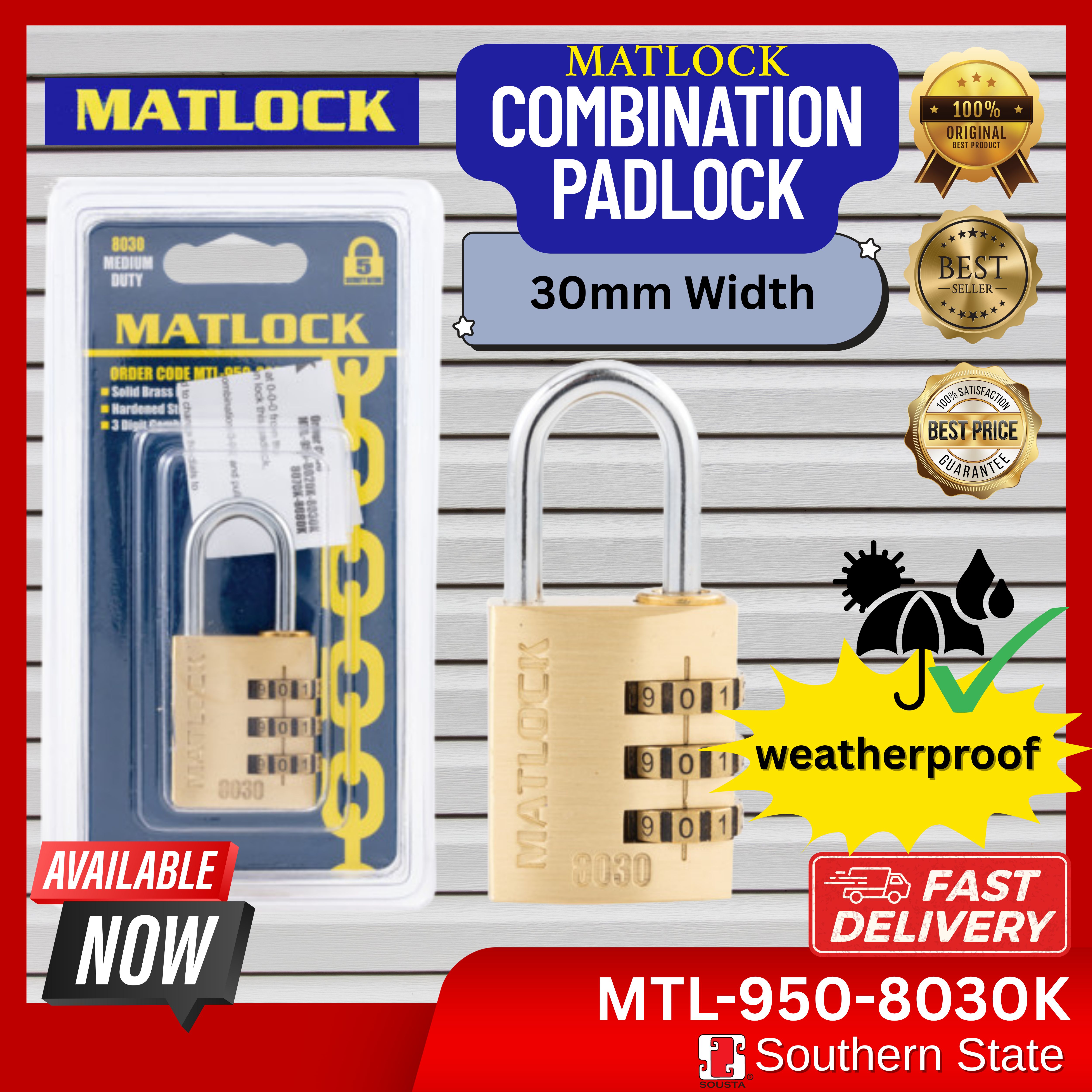 MATLOCK Combination Padlock Lock High Quality Number Lock, Brass ...