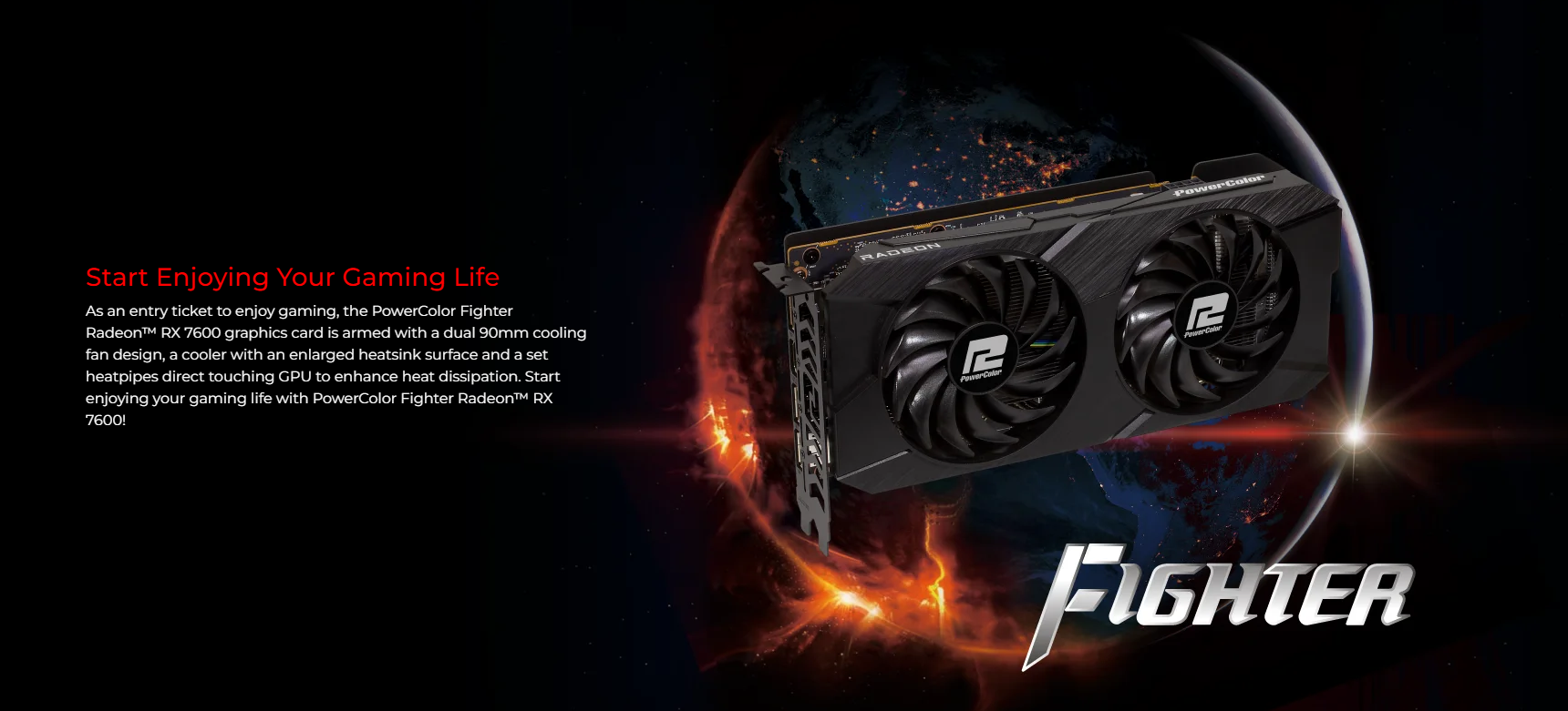 PowerColor Fighter AMD Radeon RX 7600 8GB GDDR6 Graphics Card | RX7600 ...