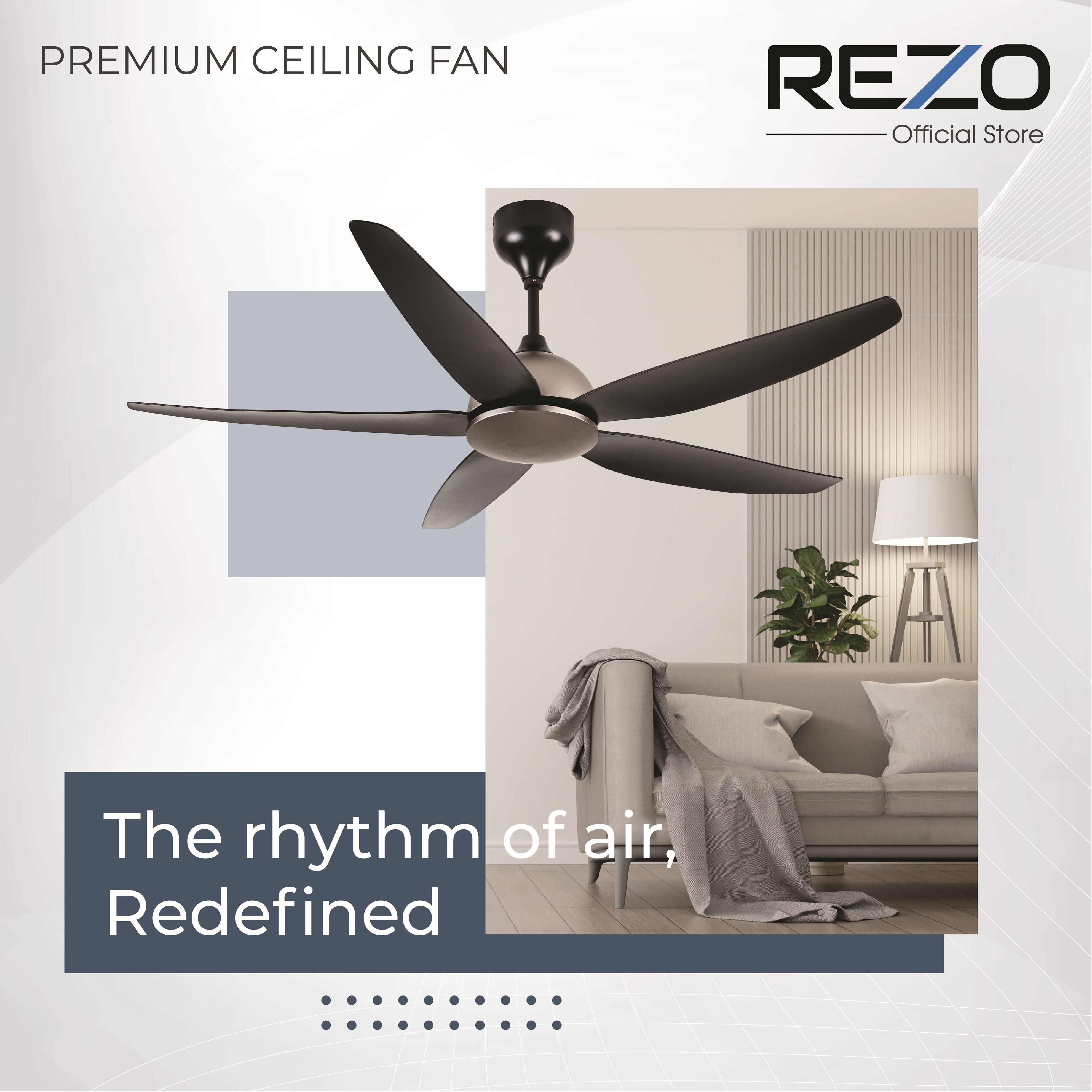 REZO Signature Series 56" 5 Blades DC Motor Ceiling Fan With Remote ...