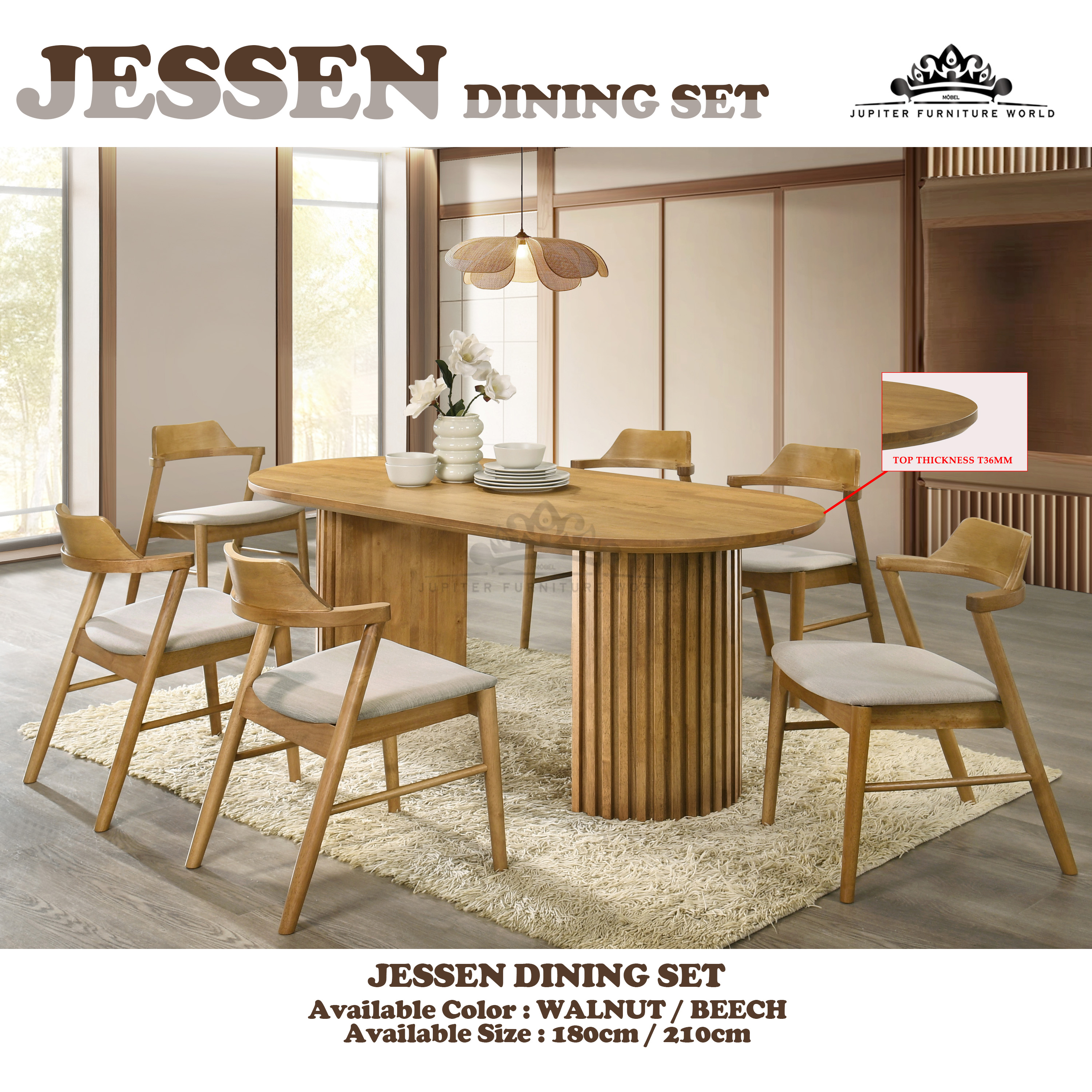 [JFW JESSEN DINING SET]- SOLID WOOD TABLE /MUJI DINING TABLE /MEJA ...