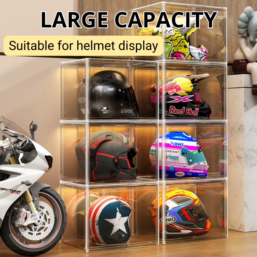 Large Helmet Storage Box With Cover Full Transparent Helmet Storage Box ...
