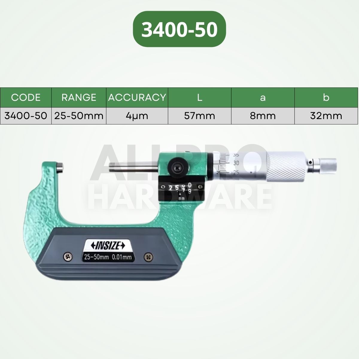 INSIZE OUTSIDE MICROMETERS WITH COUNTER INSIZE 3400-25/INSIZE 3400-50 ...
