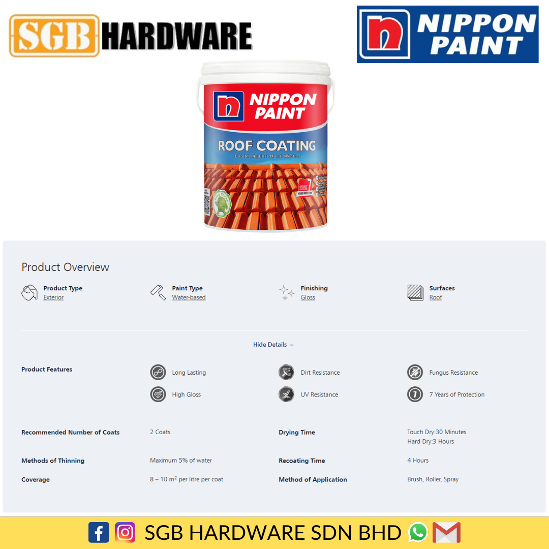 Nippon Roof Coating 5L & 18L (Roof Paint)/ Cat Bumbung - Roof ...