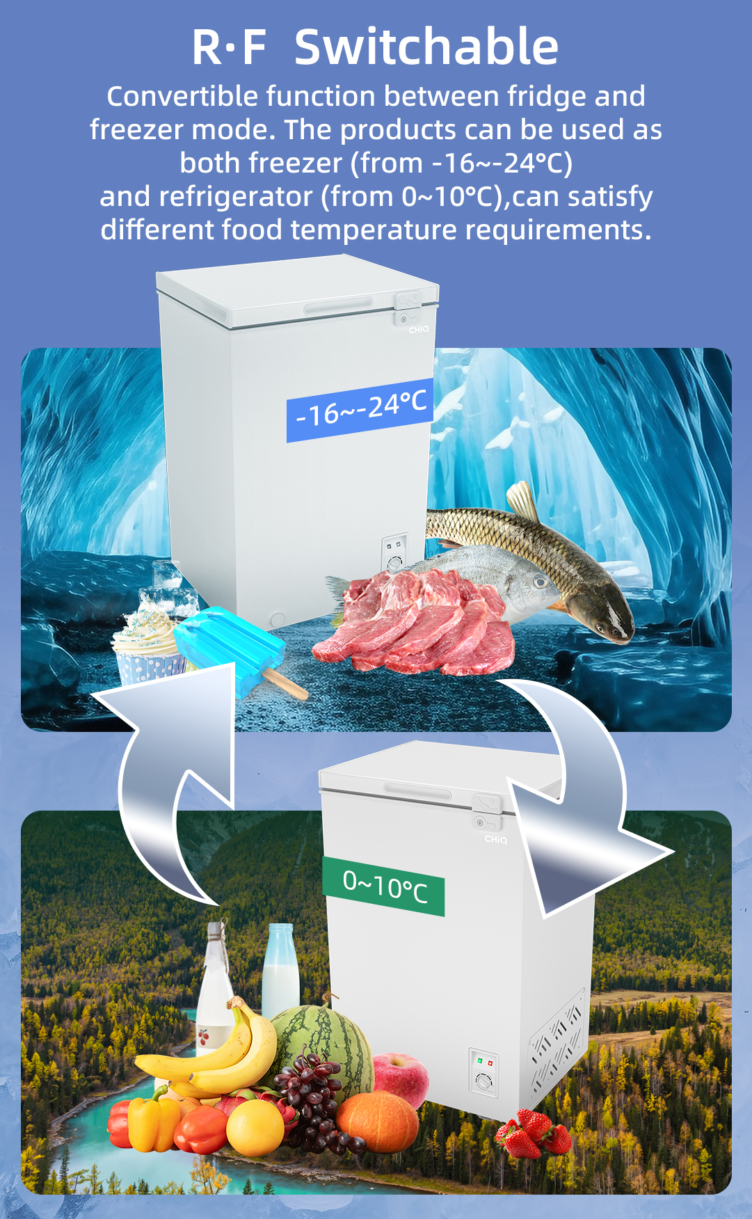 CHiQ 99L / 128L Chest Freezer CCF99 Fast Freezing / PENSONIC PFZ-113 ...