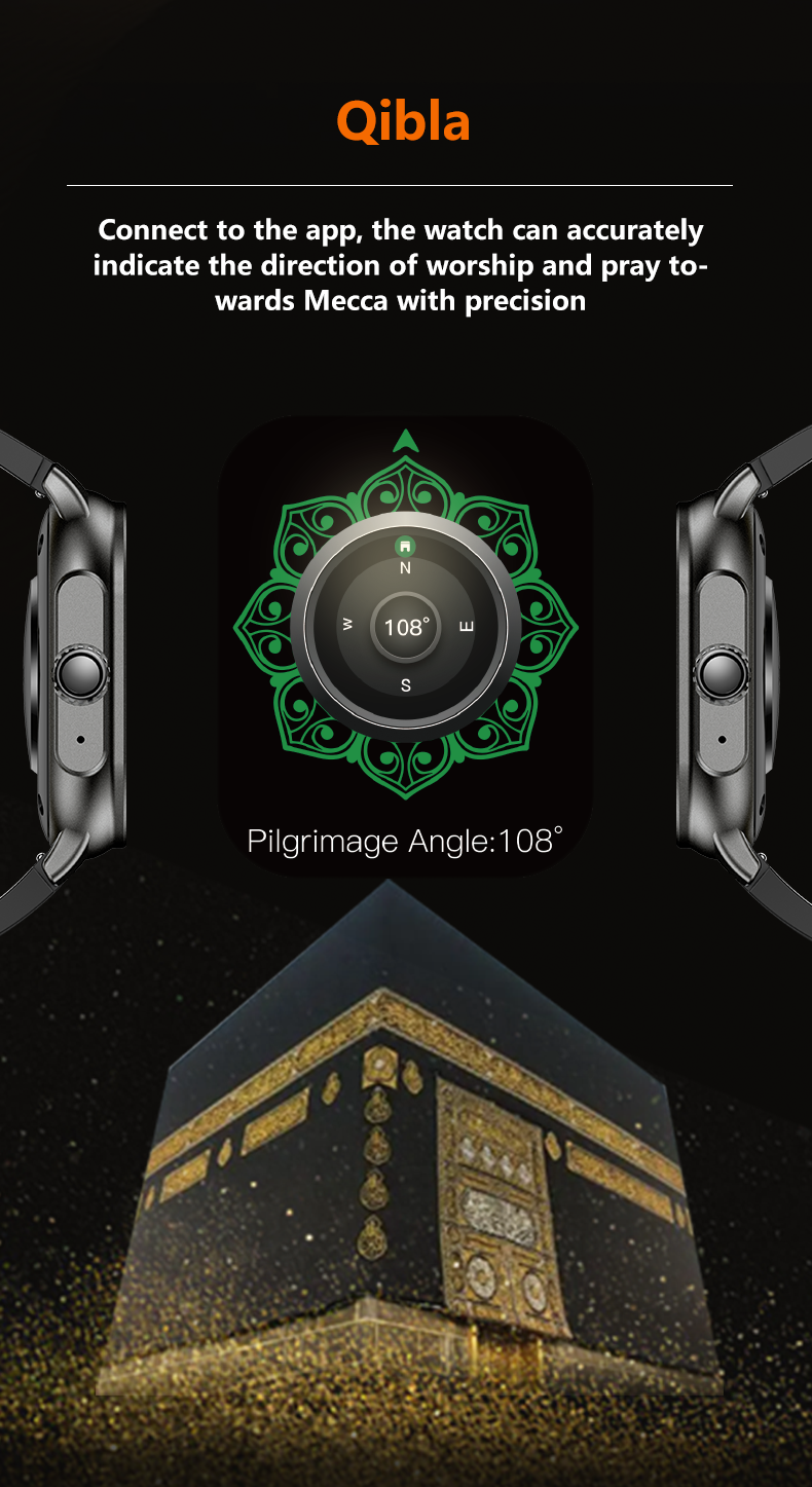 Al-Quran Jam Tangan Pintar Muslim Chronograph Jam Penggera 12/24 Jam ...