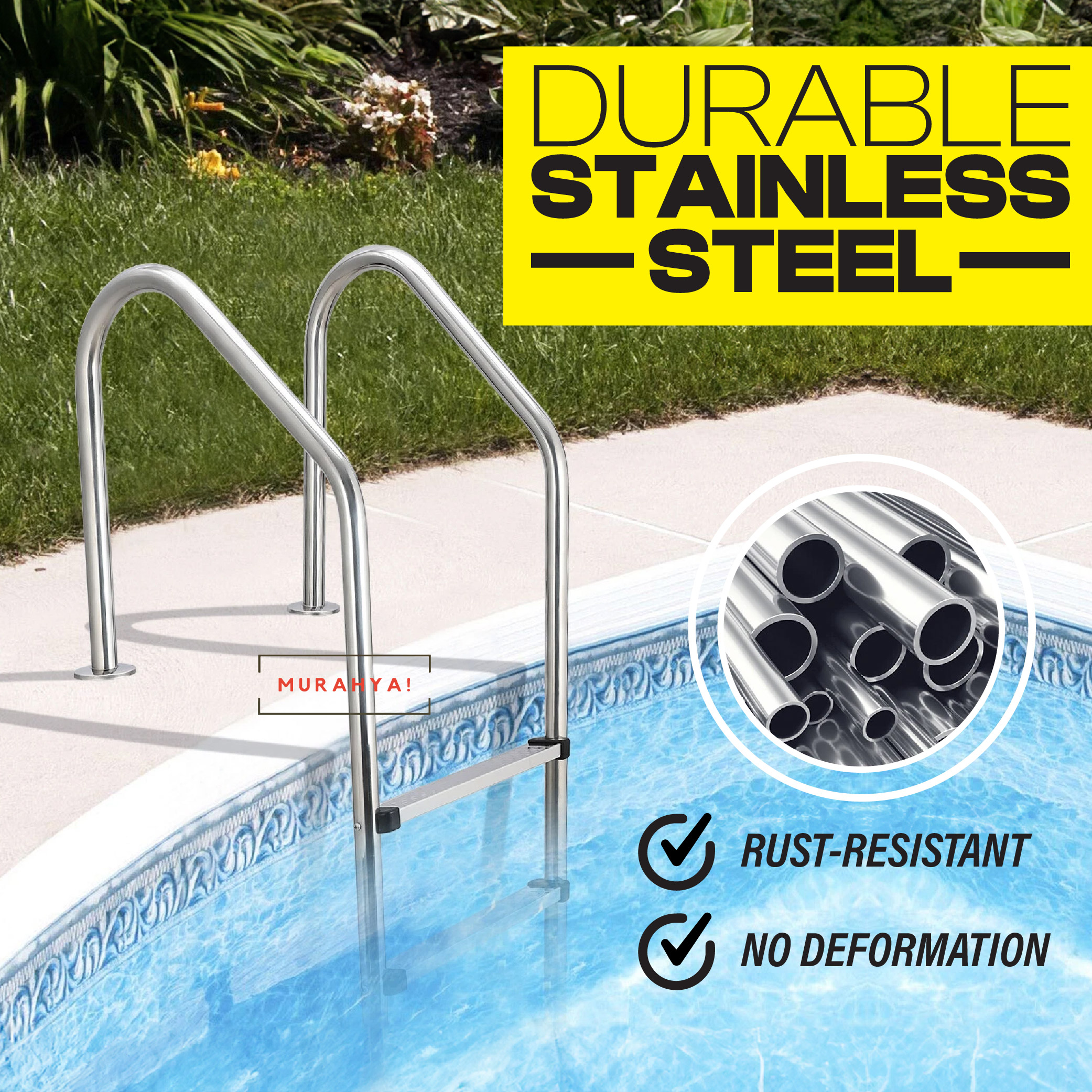 Swimming pool ladder heavy duty Tangga kolam renang Non slip Anti skid ...