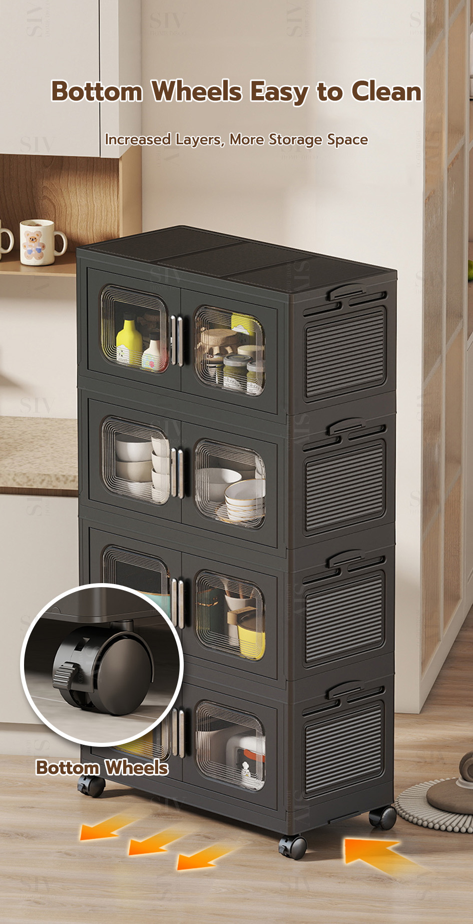 【90cm Jumbo】SIV Plastic Kitchen Storage Cabinet Rack Organizer For ...