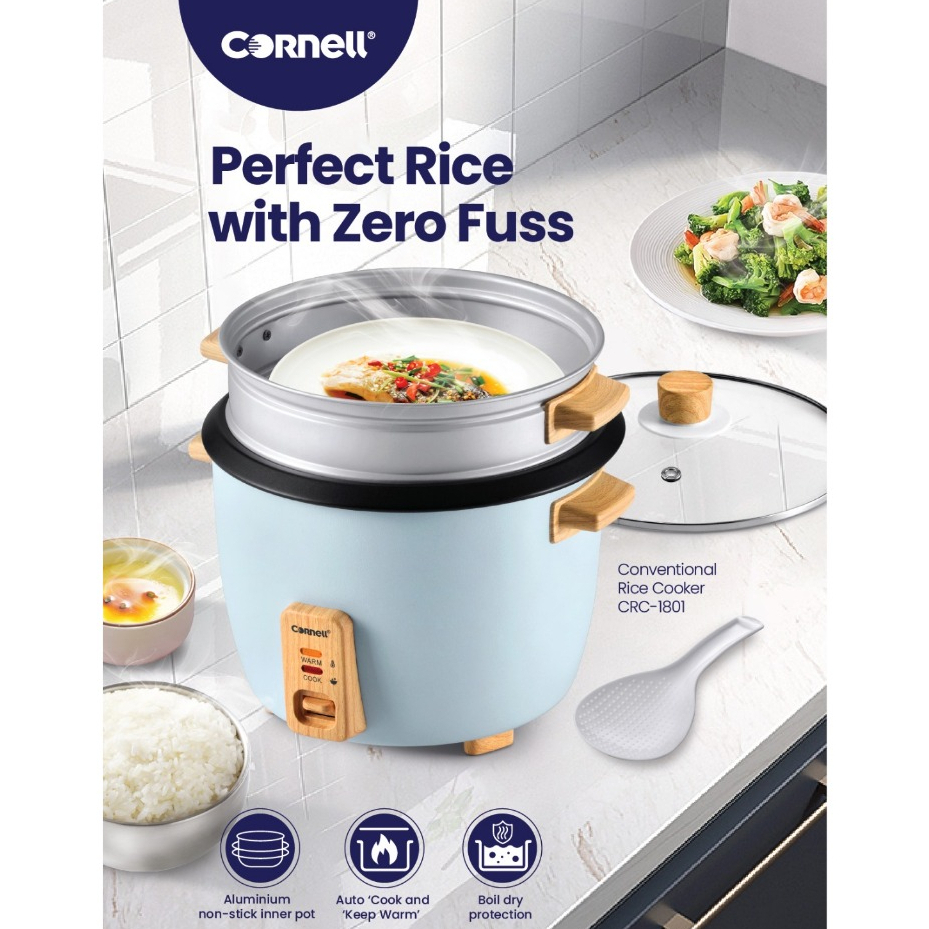 Cornell Rice Cooker CRC-1801 1.8L Kept Warm Steam Tray Periuk Nasi ...