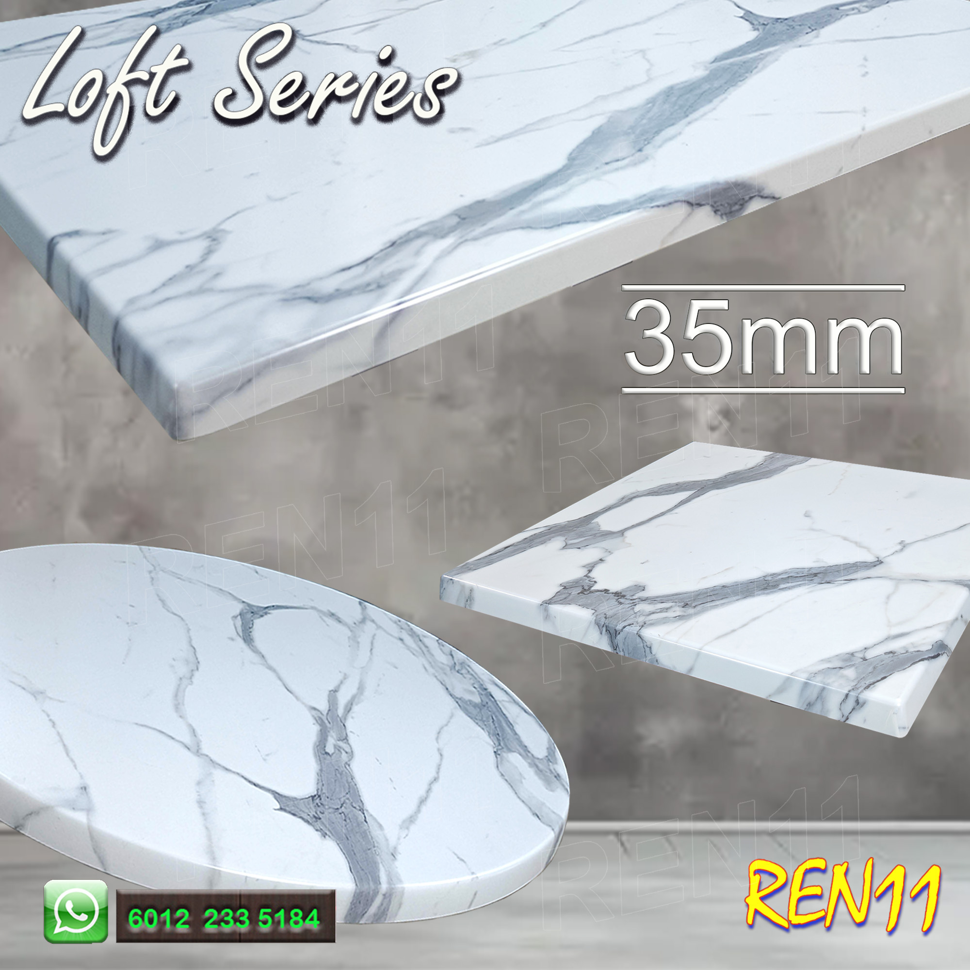Cafe table top ,Meja Makan, Solid Table Top ,White Marble - without leg ...