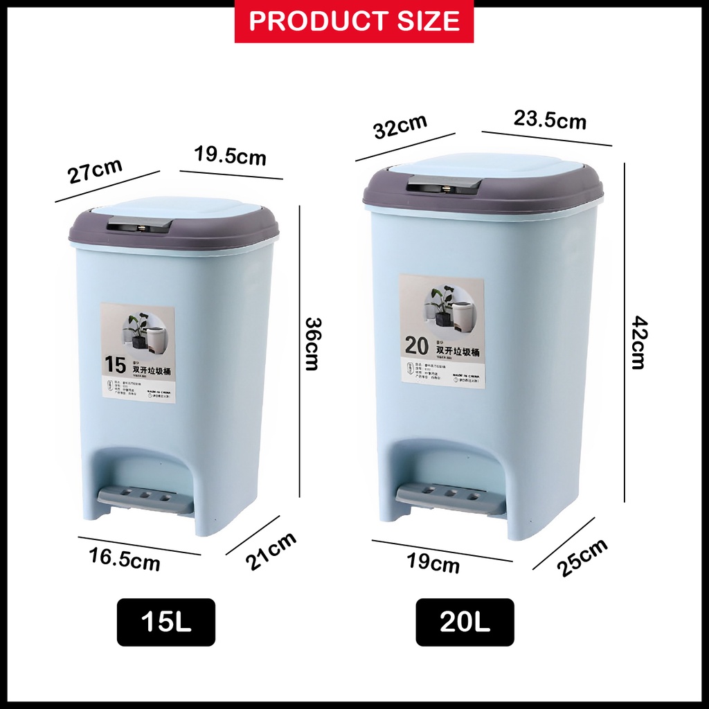Trash Bin 20L - Durable Waste Garbage Can with Trash Bag Holder for ...
