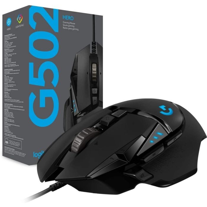 LOGITECH G502 HERO Wired Gaming Mouse with HERO 25K Sensor, 25,600 DPI ...
