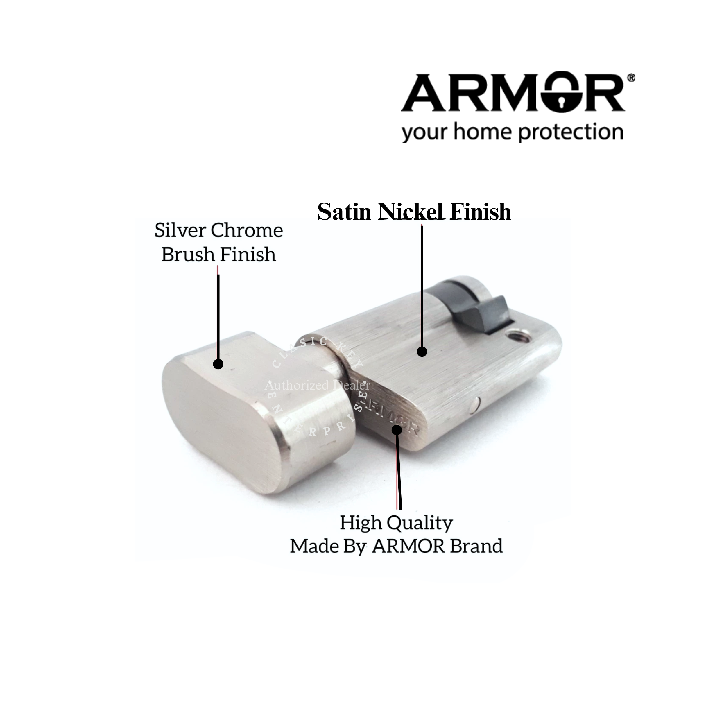 Armor Euro Profile Cylinder Key Lock 45mm / 50mm / 60mm / 70mm / 80mm ...