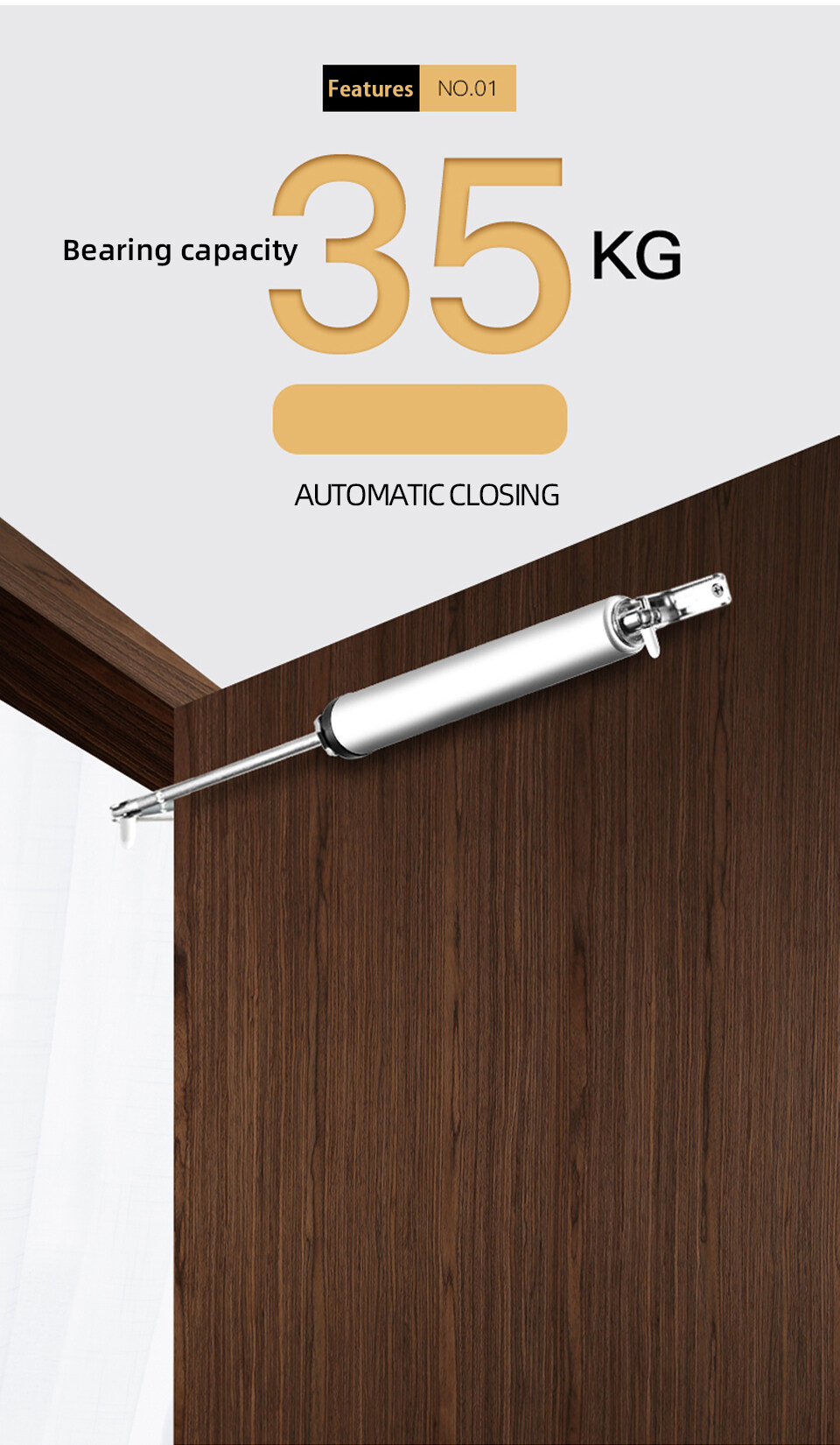Automatic Door Closer Adjustable Peumatic Invisible Door Springs Buffer ...