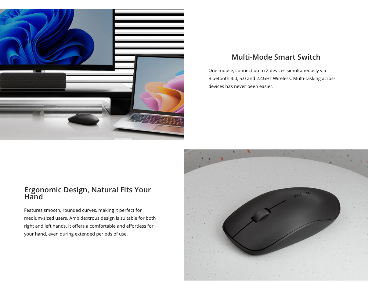 Rapoo M200 Silent Multi-mode Wireless Mouse Black | Shopee Malaysia