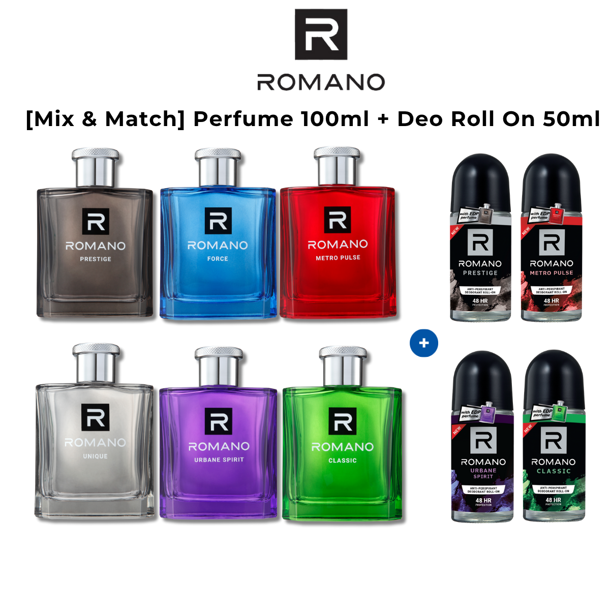 [Mix & Match] Romano EDP Perfume 100ml + Deo Roll On 50ml | Classic ...