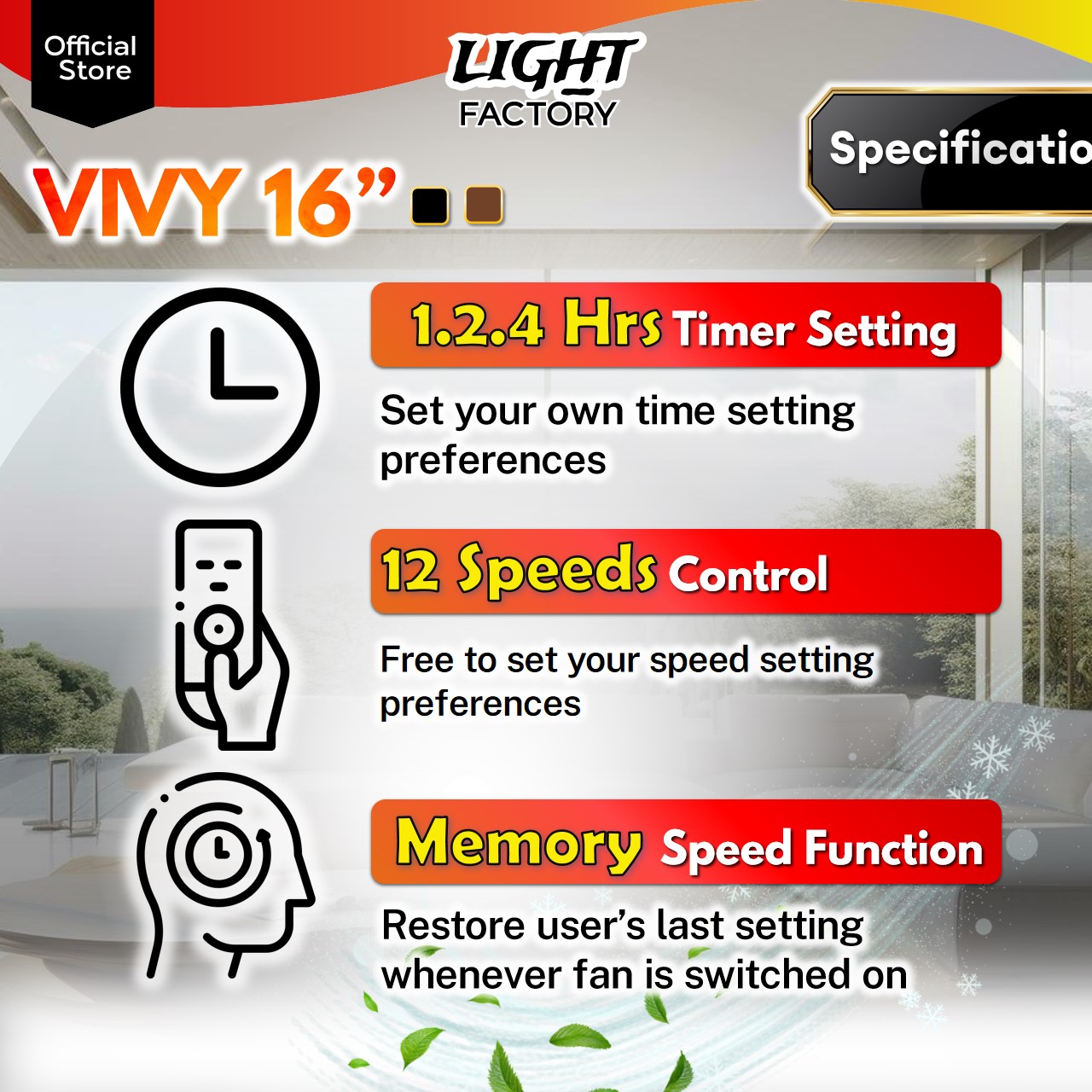 🔥HOT🔥DEKA FIERO VIVI 16" Designer Wall Fan 12 Speeds with Remote ...