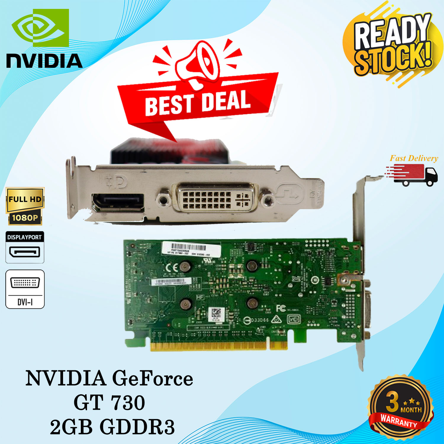 (READY STOCK) HP NVIDIA GeForce GT 730 2GB GDDR3 DVI Video Card 917882 ...