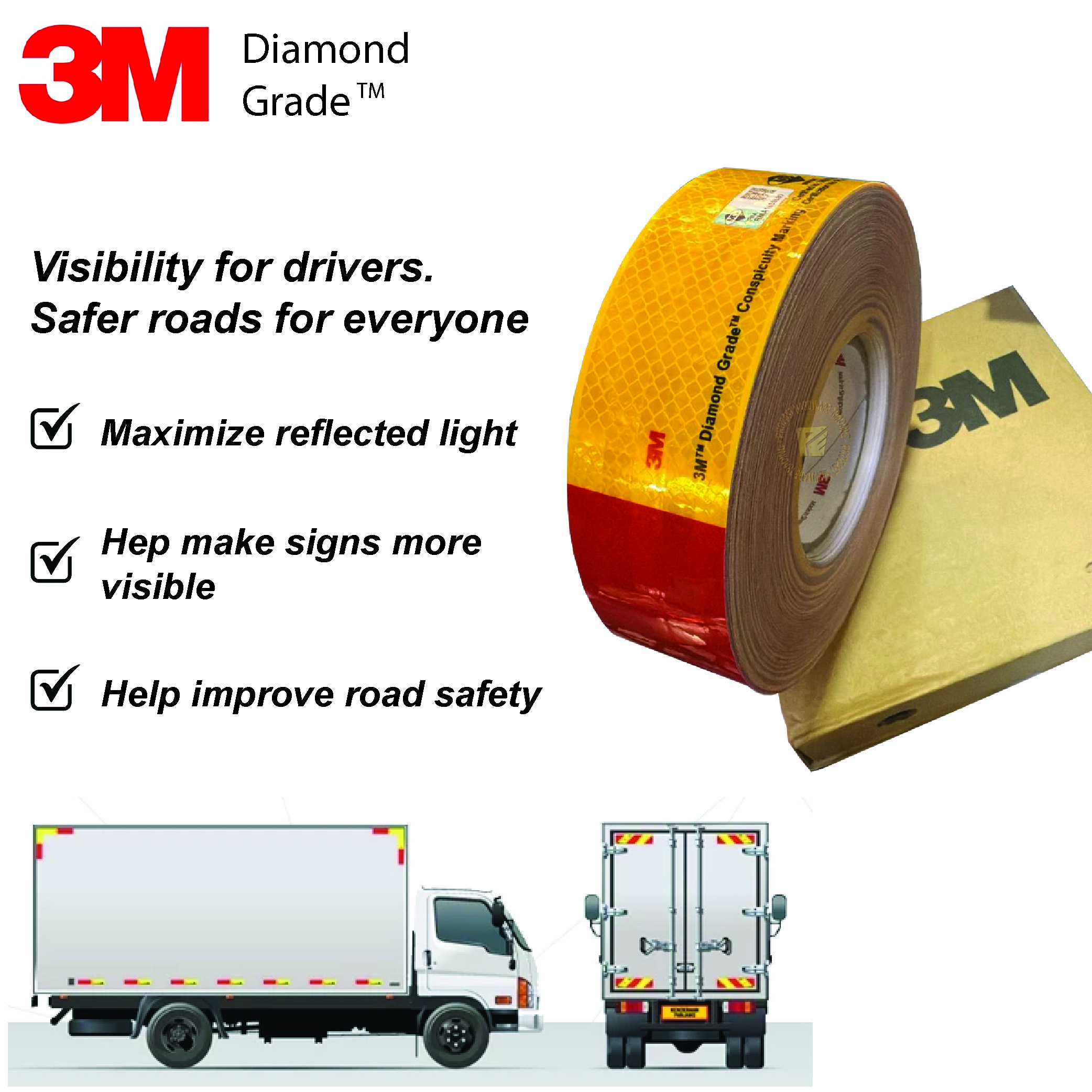3M Diamond Grade Lorry Side Marking Reflective Sticker/Conspicuity ...